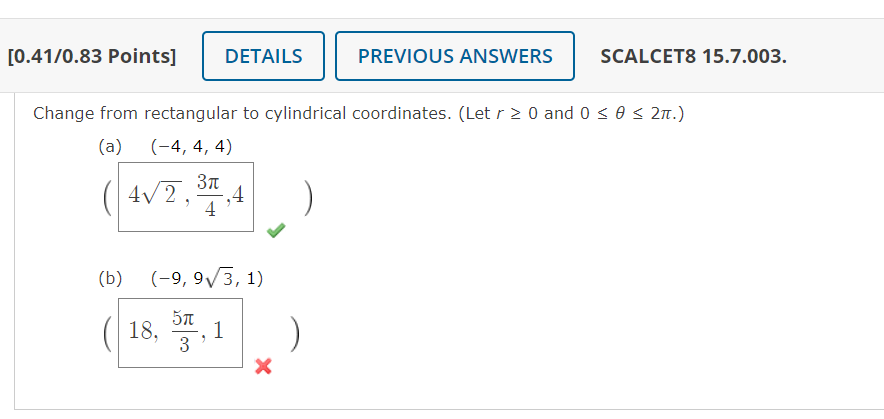 Solved [0.41/0.83 Points] DETAILS PREVIOUS ANSWERS SCALCET8 | Chegg.com