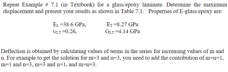 Solved Repeat Example \# 7.1 (in Textbook) for a glass/epoxy | Chegg.com