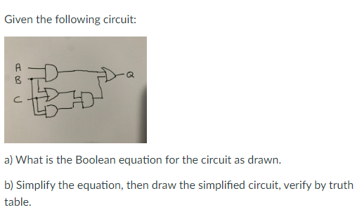 Given the following circuit: a) What is the Boolean | Chegg.com