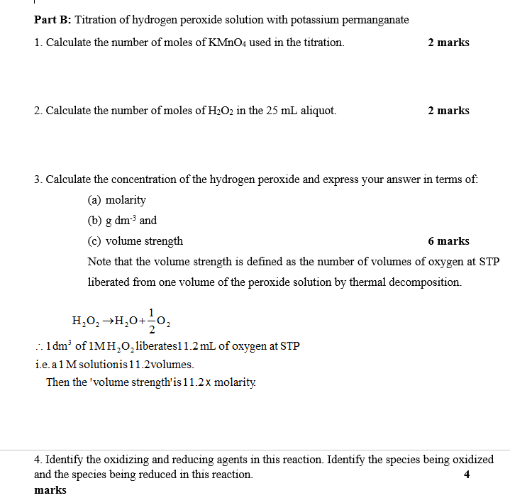 Solved Method Part B • Pipette 25.00 mL aliquots of the | Chegg.com