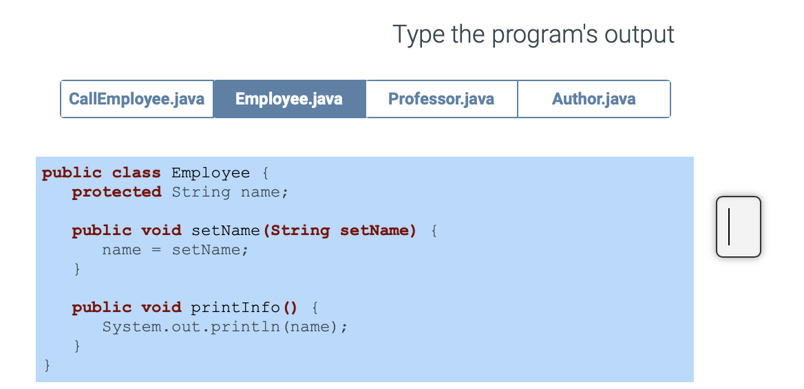 Solved Type the program's output CallEmployee.java | Chegg.com