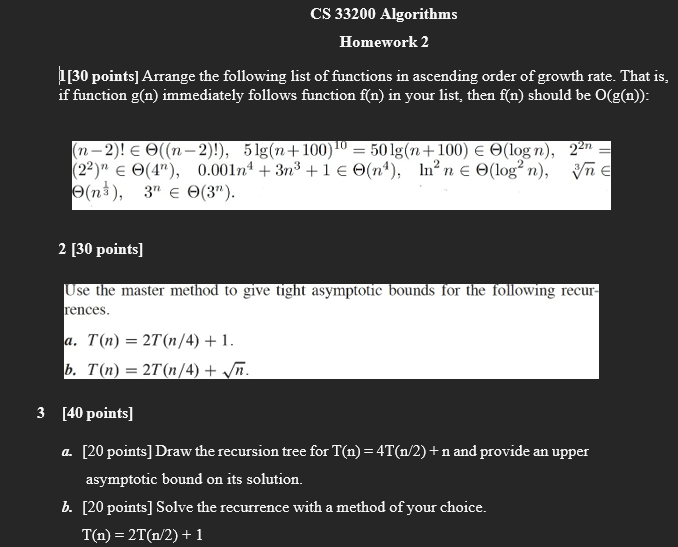 Solved CS 33200 ﻿AlgorithmsHomework 21[30 ﻿points] ﻿Arrange | Chegg.com