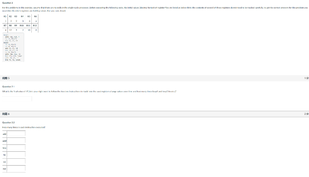 Solved loop1: addi r11,r10,4 sw r2,16(r7) nor r3,r2,r6 | Chegg.com