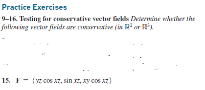 Solved Practice Exercises 9-16. Testing for conservative | Chegg.com