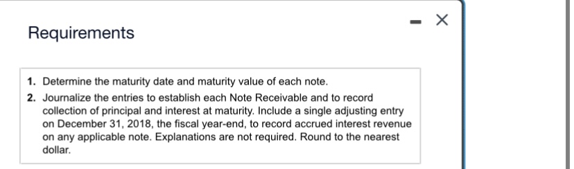 Solved Requirements 1. Determine the maturity date and | Chegg.com