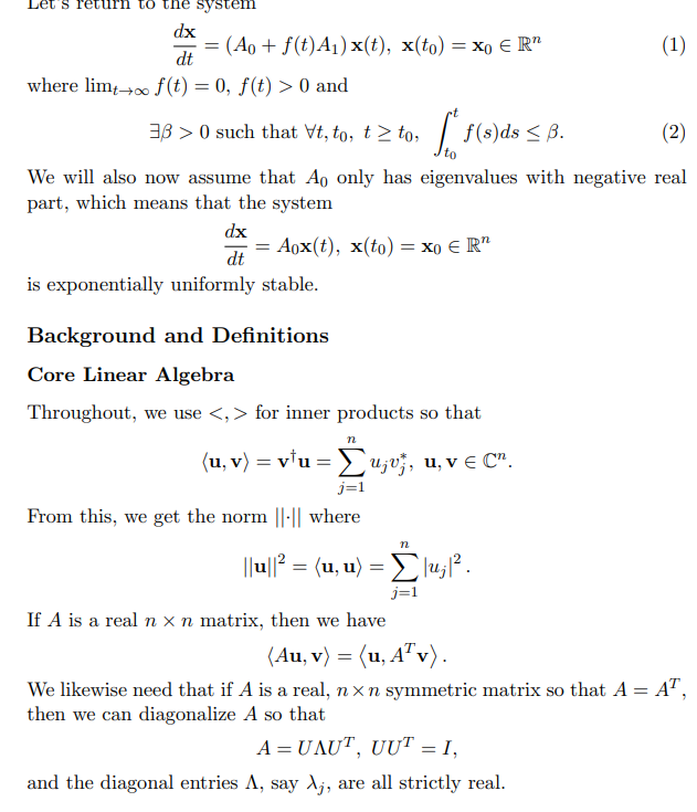 Solved dtdx=(A0+f(t)A1)x(t),x(t0)=x0∈Rn where | Chegg.com
