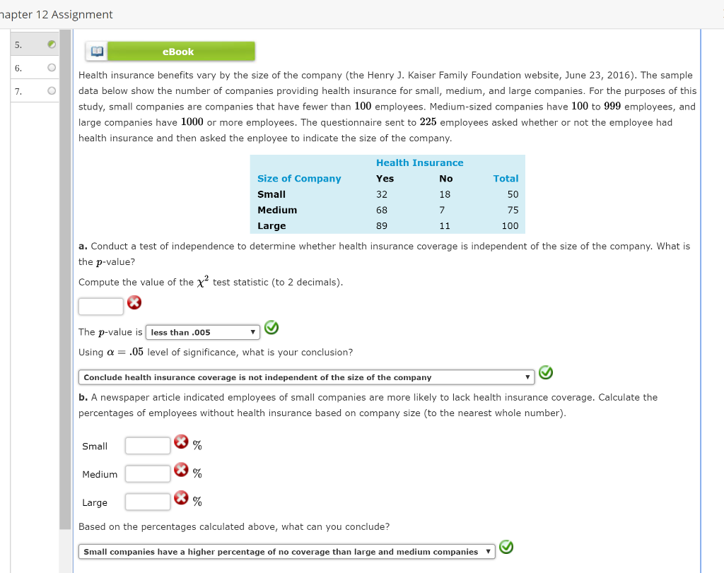 Solved hapter 12 Assignment eBook Health insurance benefits | Chegg.com