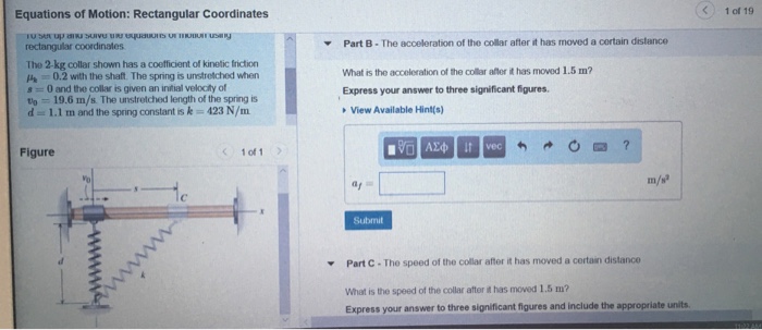 Solved ) 10119 Equations of Motion: Rectangular Coordinates | Chegg.com