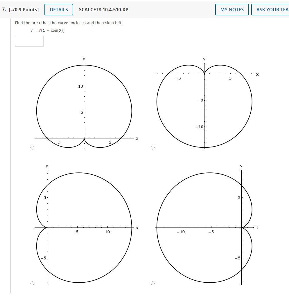 Solved Find the area that the curve encloses and then sketch | Chegg.com