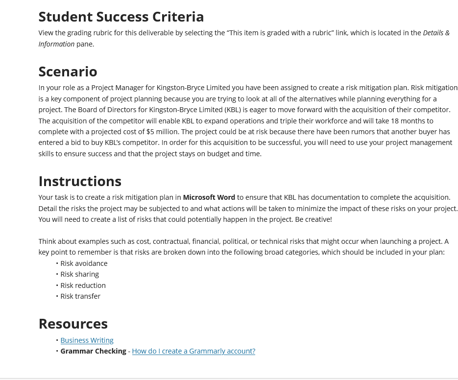 Student Success Criteria View the grading rubric for | Chegg.com