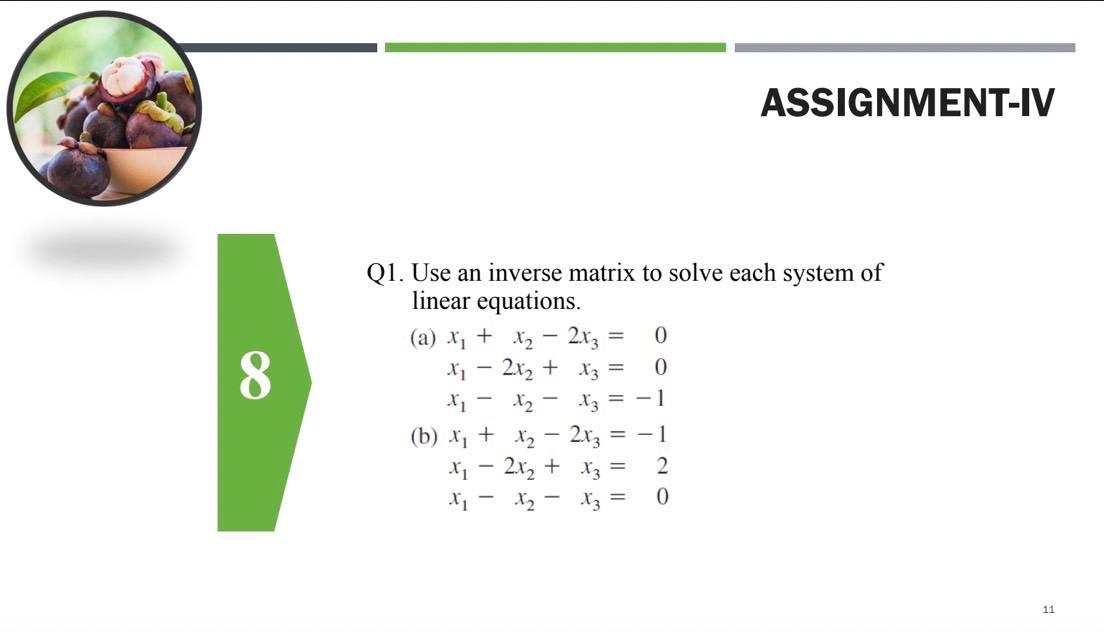 Solved 1. Use an inverse matrix to solve each system of | Chegg.com