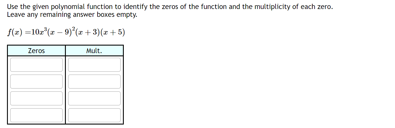 Solved Use the given polynomial function to identify the | Chegg.com