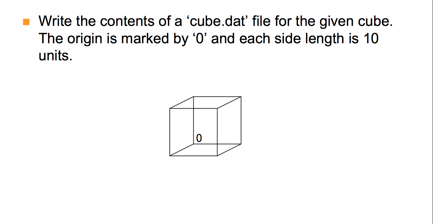 Solved . Write the contents of a 'cube.dat' file for the | Chegg.com