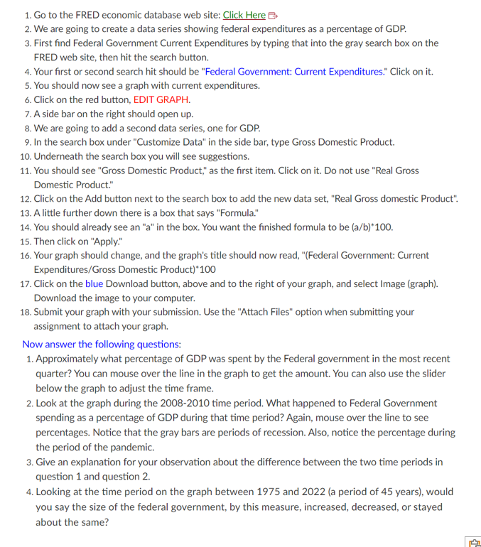 Solved 1. Go to the FRED economic database web site: Click | Chegg.com