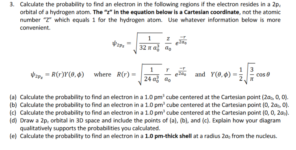 3. Calculate the probability to find an electron in | Chegg.com