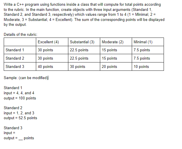 Solved Write a C++ program using functions inside a class | Chegg.com