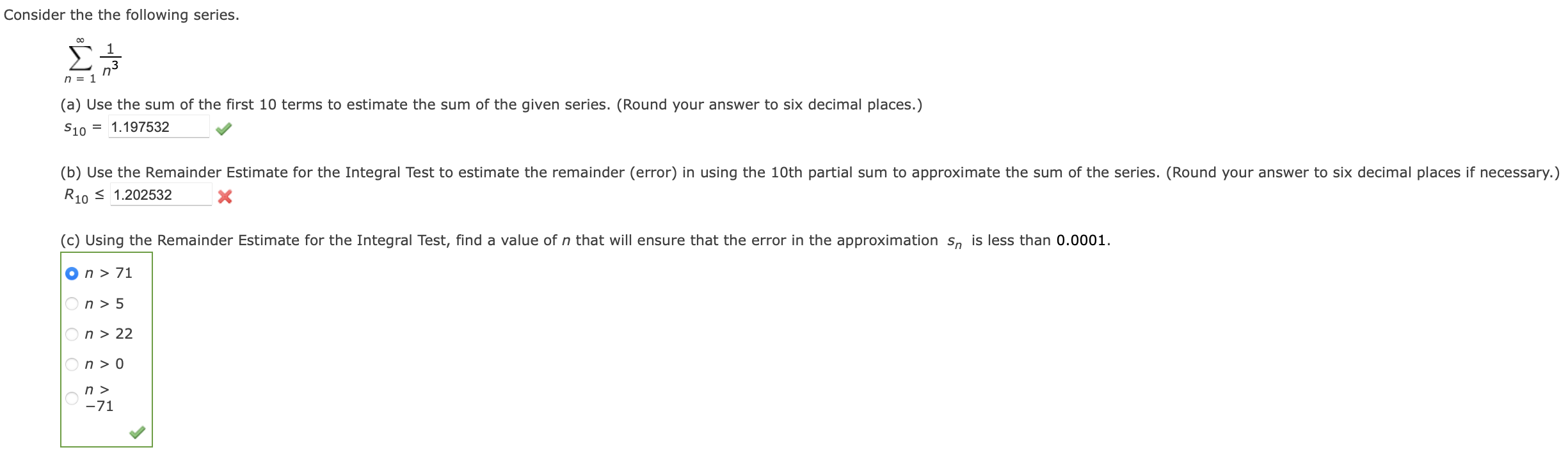 Solved Consider the the following series. ∑n=1∞n31 (a) Use | Chegg.com