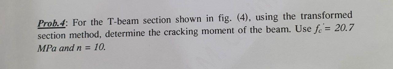 Prob.4: For the T-beam section shown in fig. (4), | Chegg.com