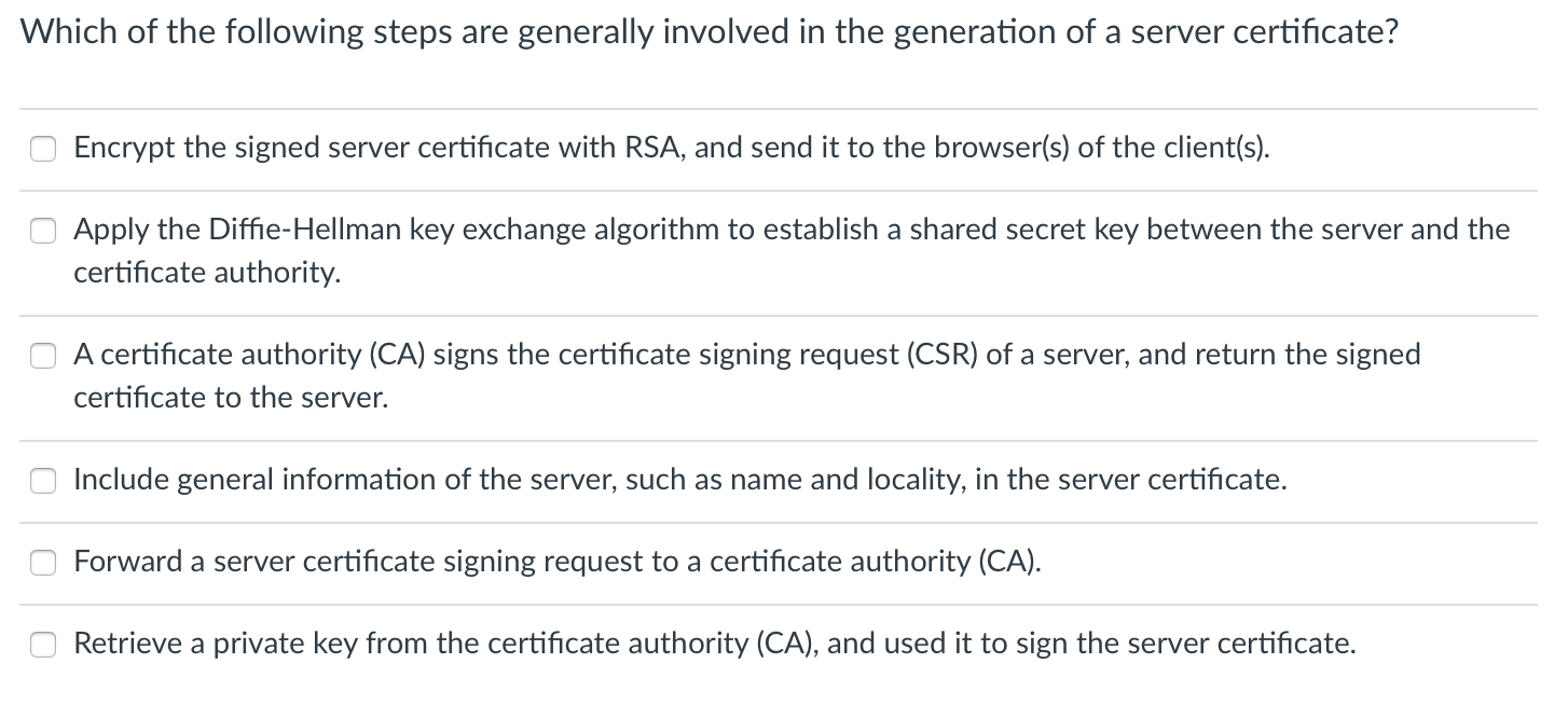 Solved Which of the following steps are generally involved | Chegg.com