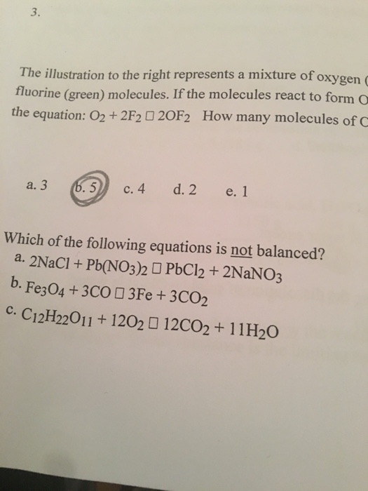 Solved Which of the following equations is not balanced? | Chegg.com