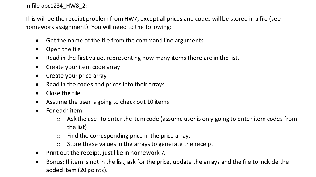 Solved This will be the receipt problem from HW, except all | Chegg.com