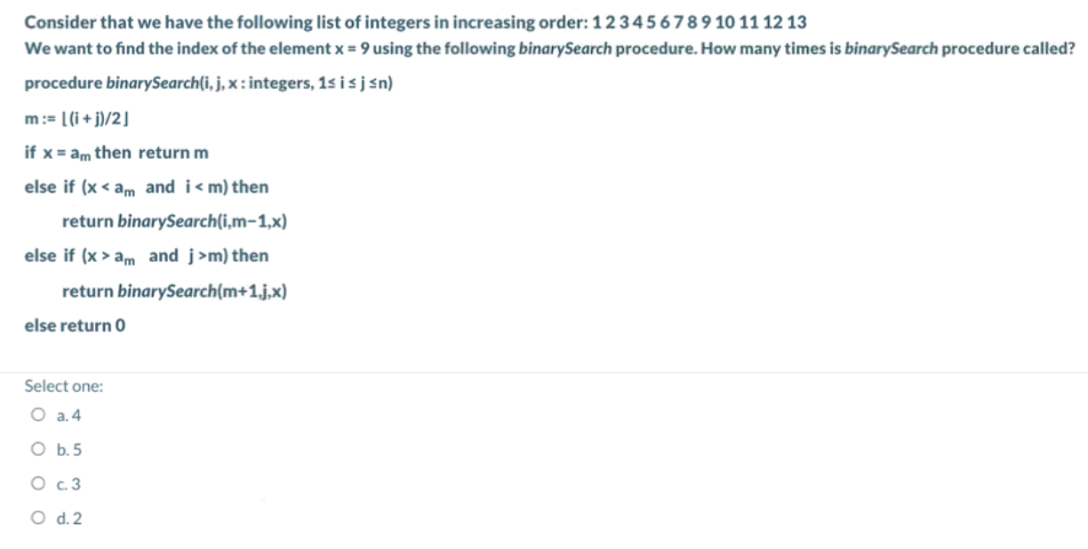 Solved Consider that we have the following list of integers | Chegg.com