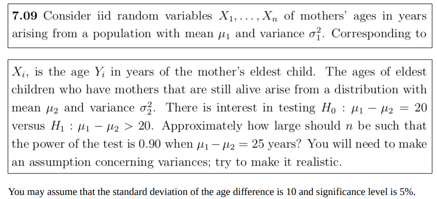 Solved 7.09 ﻿Consider iid random variables x1,dots,xn ﻿of | Chegg.com