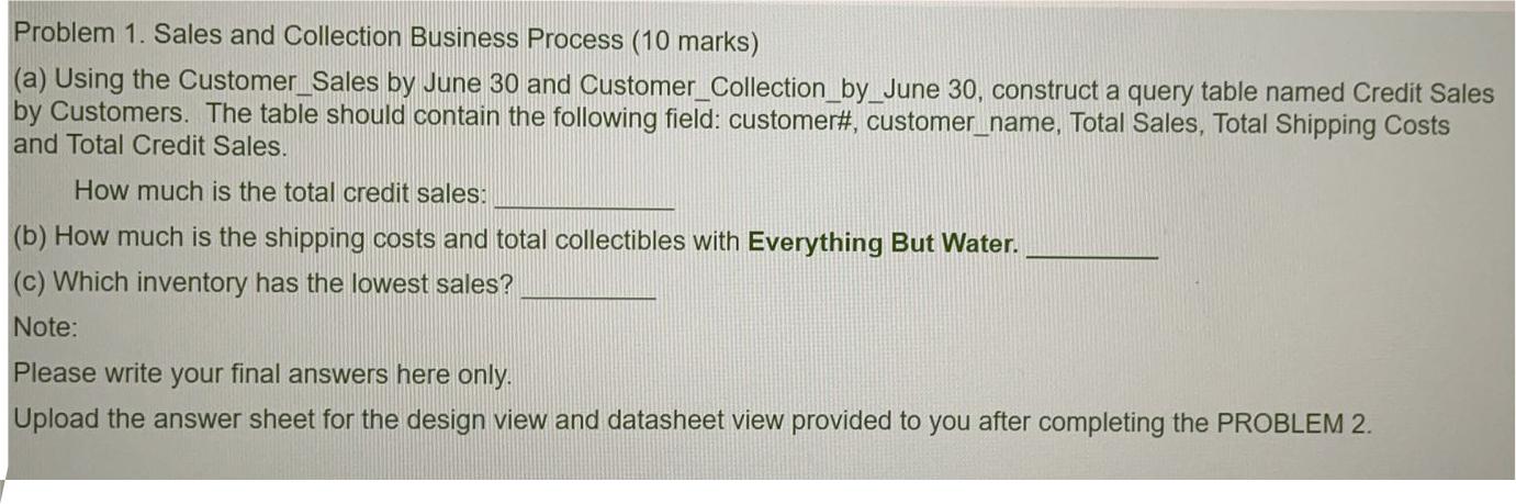 Solved Problem 1. Sales and Collection Business Process (10 | Chegg.com