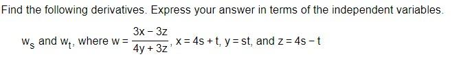 Solved Find the following derivatives. Express your answer | Chegg.com
