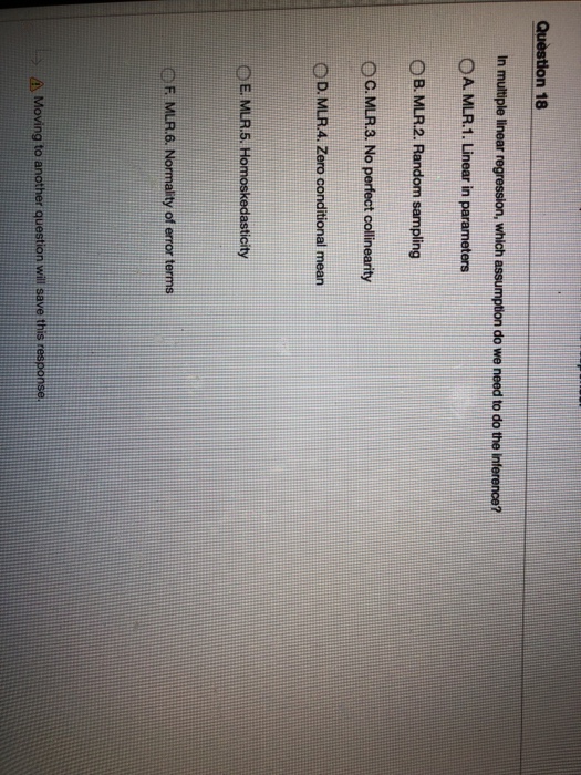 Solved In multiple linear regression, which assumption do we | Chegg.com