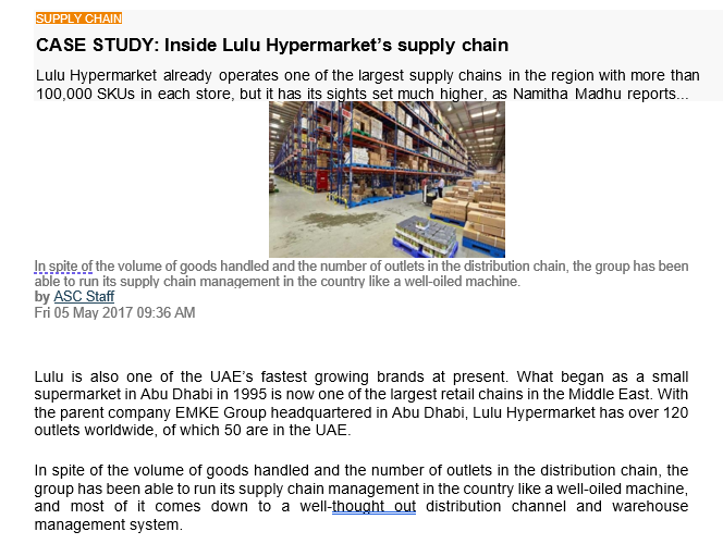 Solved CASE STUDY: Inside Lulu Hypermarket's supply chain | Chegg.com
