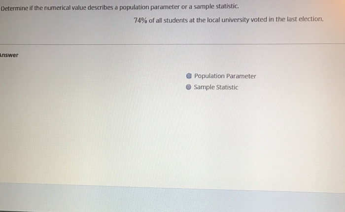 Solved Determine if the numerical value describes a | Chegg.com