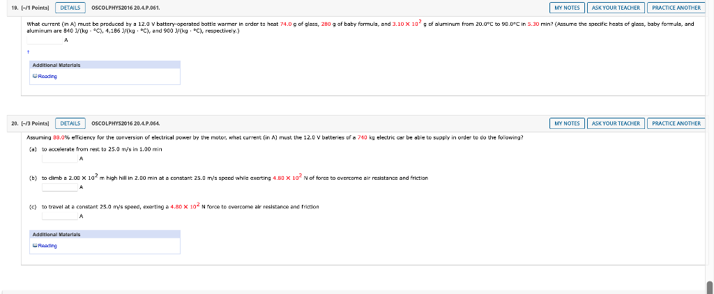 Solved 16 1 1 Points Details Oscolphys2016 20 4 P 050 My