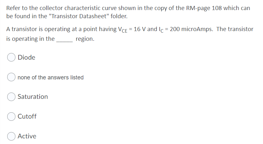 Solved Refer to the collector characteristic curve shown in | Chegg.com