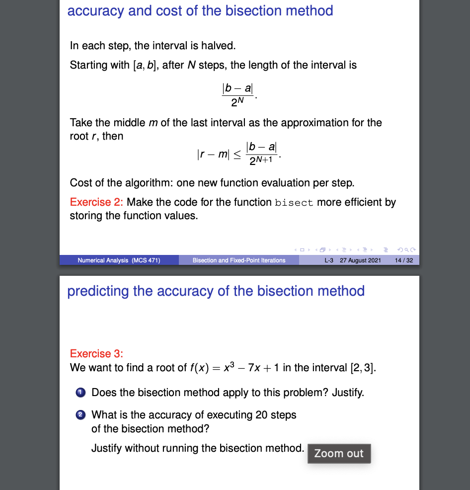Solved accuracy and cost of the bisection method In each | Chegg.com