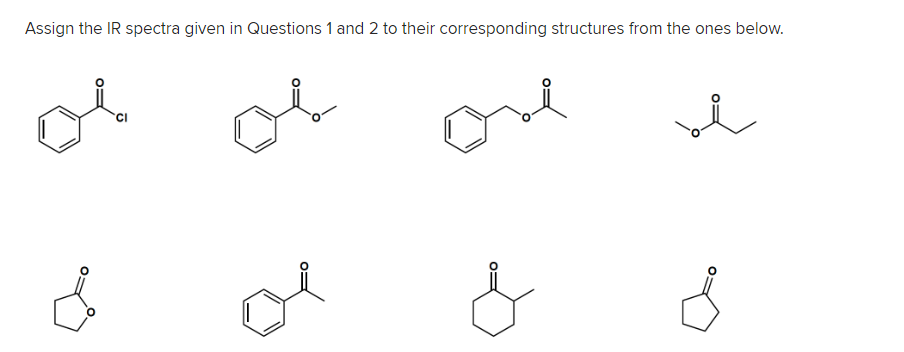 [Solved]: Assign the IR spectra given in Questions 1 and 2