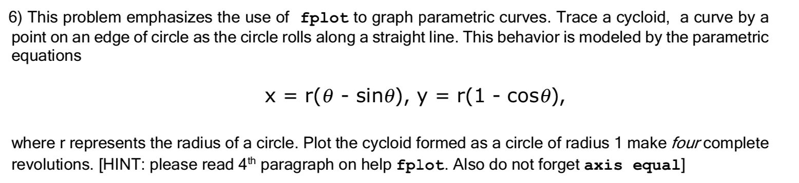 Solved 6 This Problem Emphasizes The Use Of Fplot To Graph