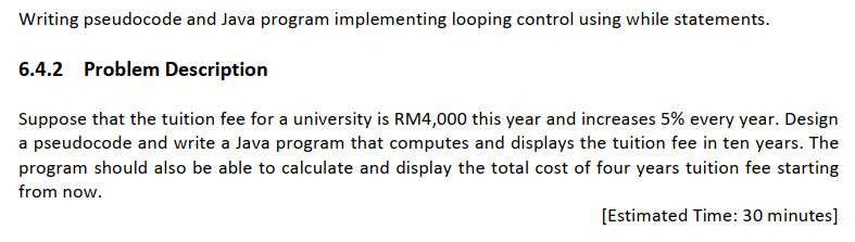 Solved 6.4.1 Objective Writing pseudocode and Java program | Chegg.com