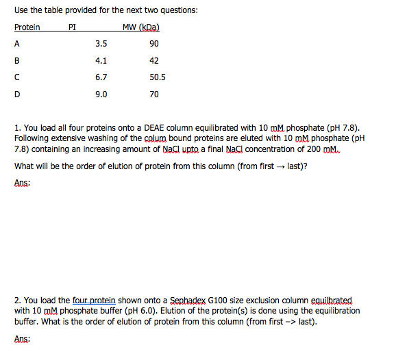 Solved Use the table provided for the next two questions: | Chegg.com