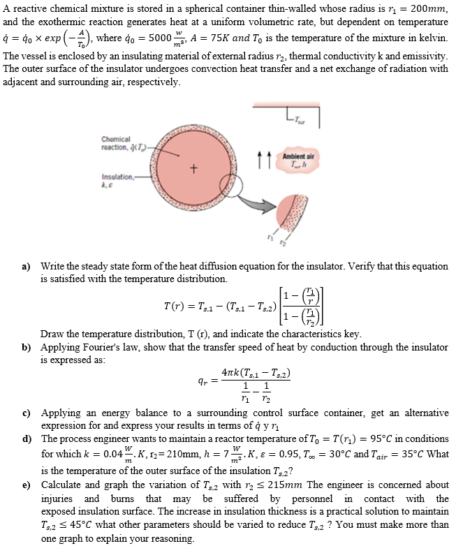 Solved A reactive chemical mixture is stored in a spherical | Chegg.com