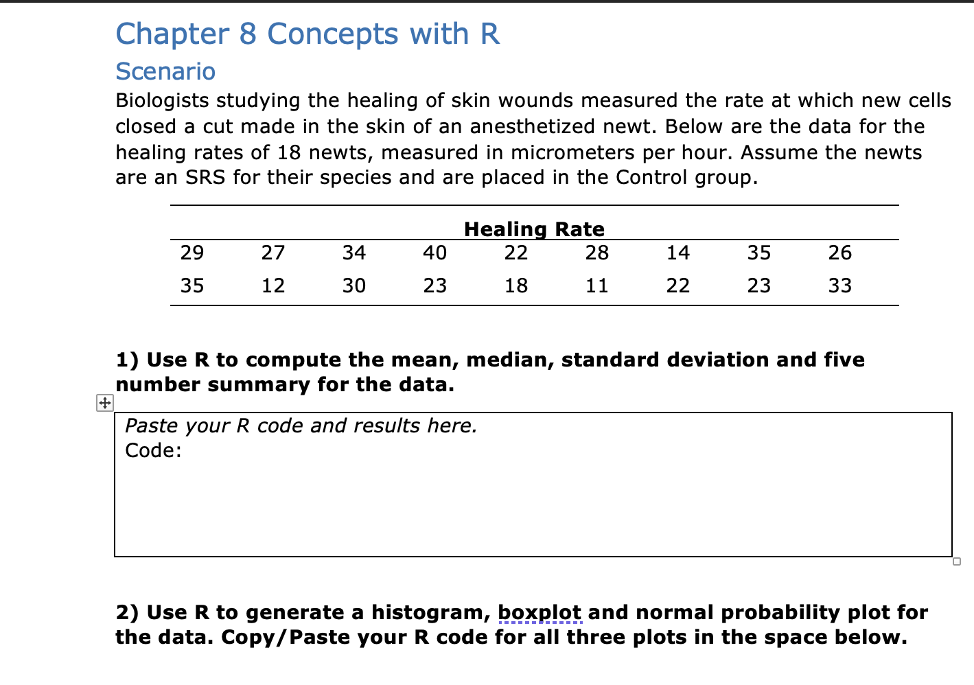 Solved Chapter 8 Concepts with R Scenario Biologists | Chegg.com