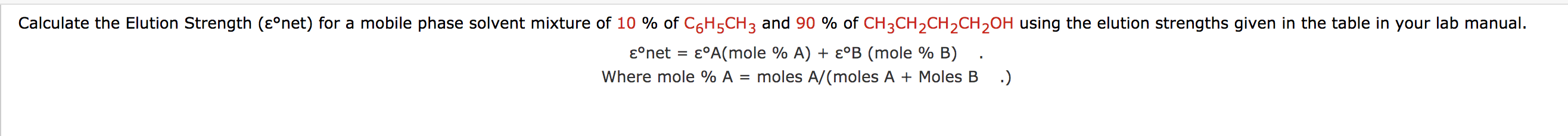 Solved Calculate the Elution Strength (ɛ°net) for a mobile | Chegg.com