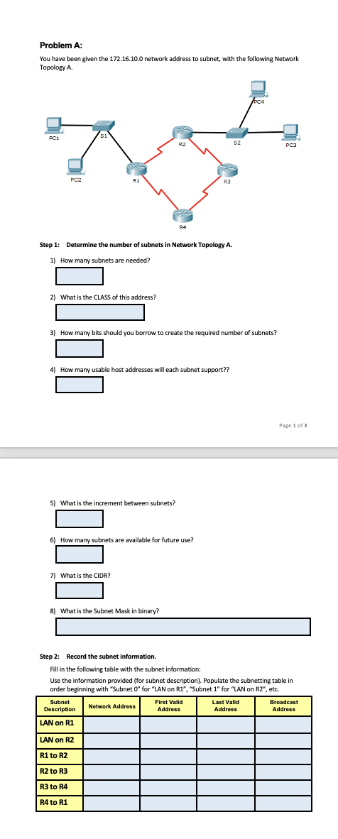 Solved Problem A: You have been given the 172.16.10.0 | Chegg.com