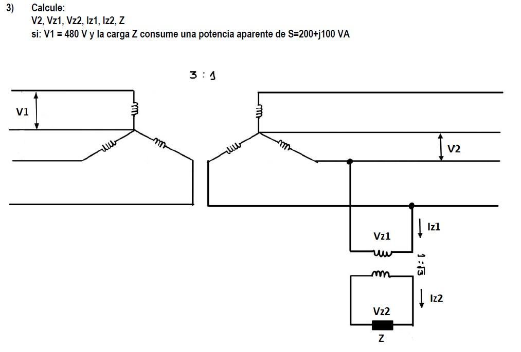 Solved Calculate:V2, Vz1, Vz2, Iz1, Iz2, Z if: V1= 480V and | Chegg.com