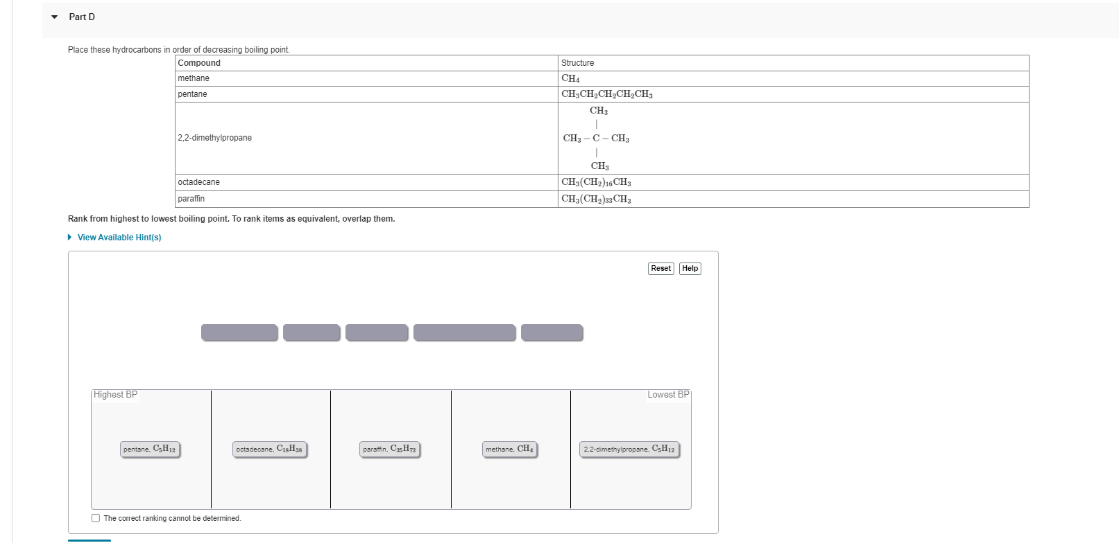 Solved Rank from highest to lowest boiling point. To rank | Chegg.com