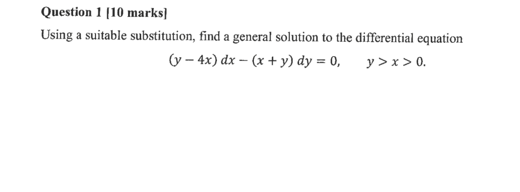 Solved Using a suitable substitution, find a general | Chegg.com