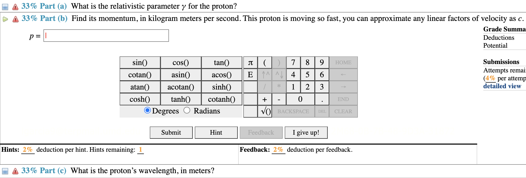 Solved (11\%) Problem 13: Consider a proton having an energy | Chegg.com Solved (11\%) Problem 13: Consider a proton having an energy | Chegg.com