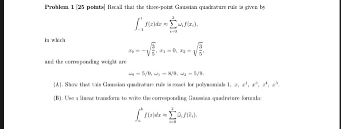 Solved Problem 1 [25 points) Recall that the three-point | Chegg.com