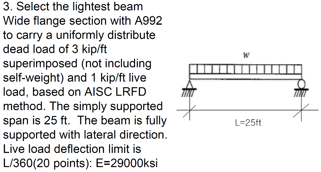 Solved 3. Select the lightest beam Wide flange section with | Chegg.com