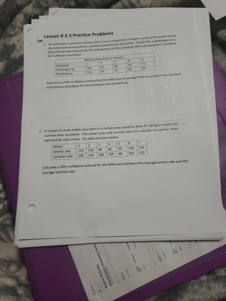 Solved Lesson 9.2.3 Practice Problems 1. An automotive | Chegg.com